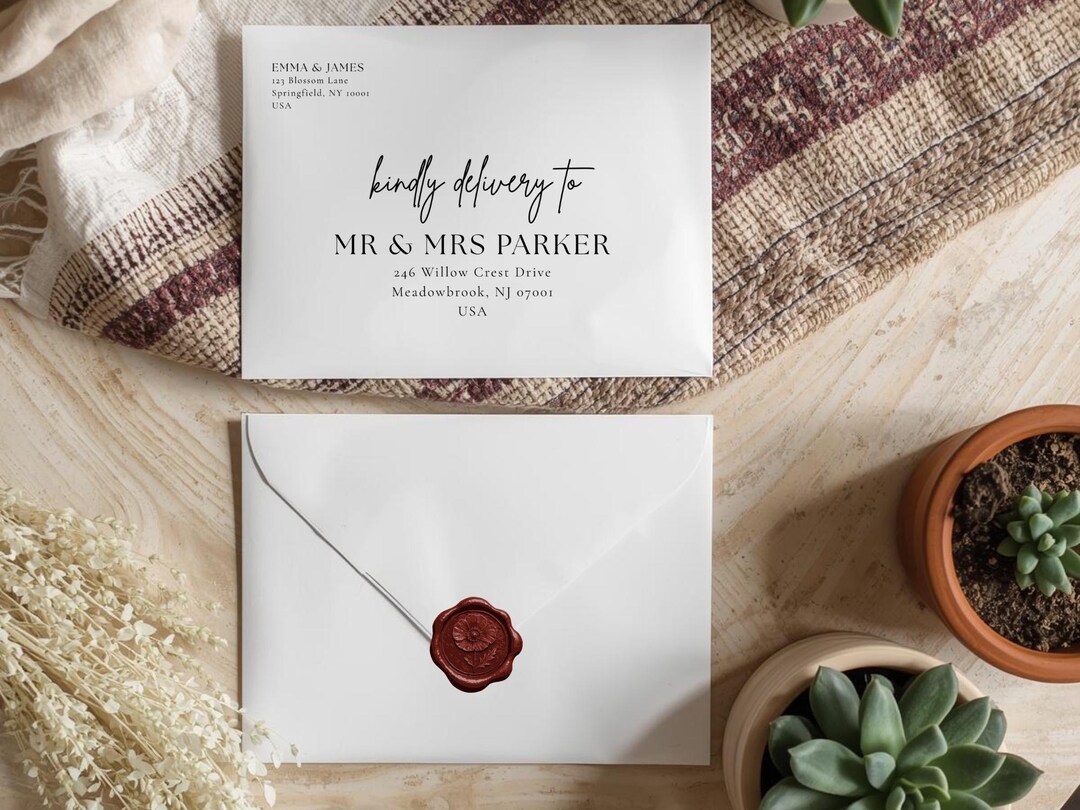 Wedding Envelope Template | Canva Editable Envelope Address Template ...