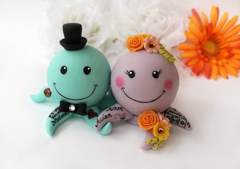 Octopus Wedding Squid Tattoo Cake Topper, Rockabilly Wedding, Under the ...