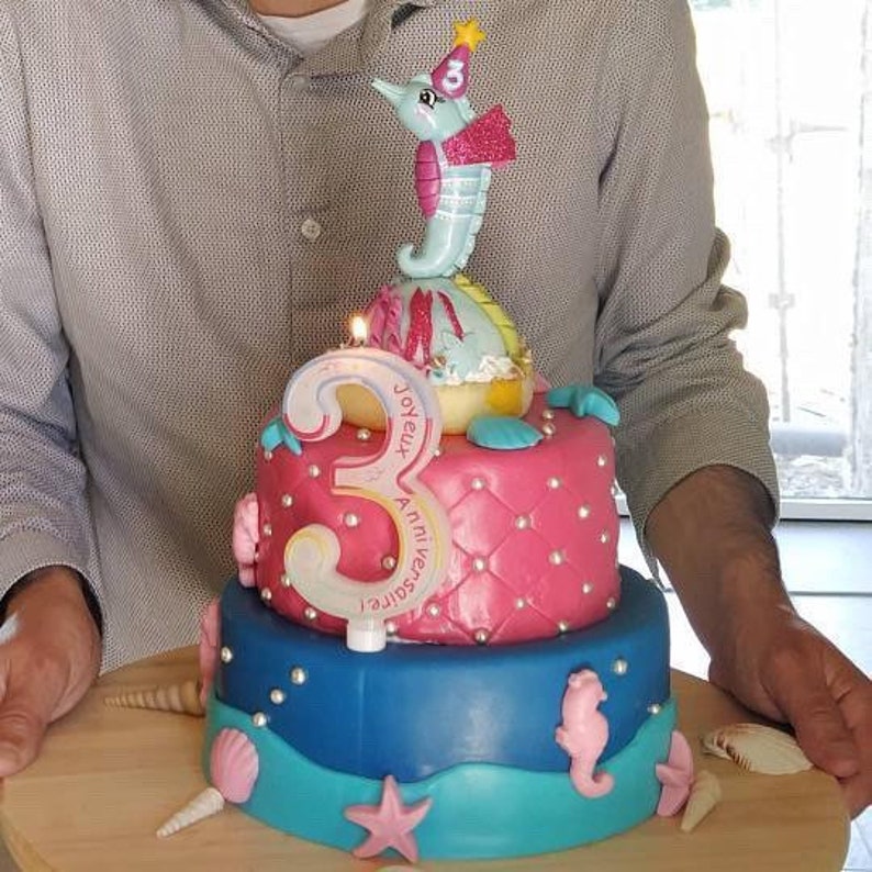 Seahorse Birthday Cake Topper Seahorse Decor Under the Sea - Etsy