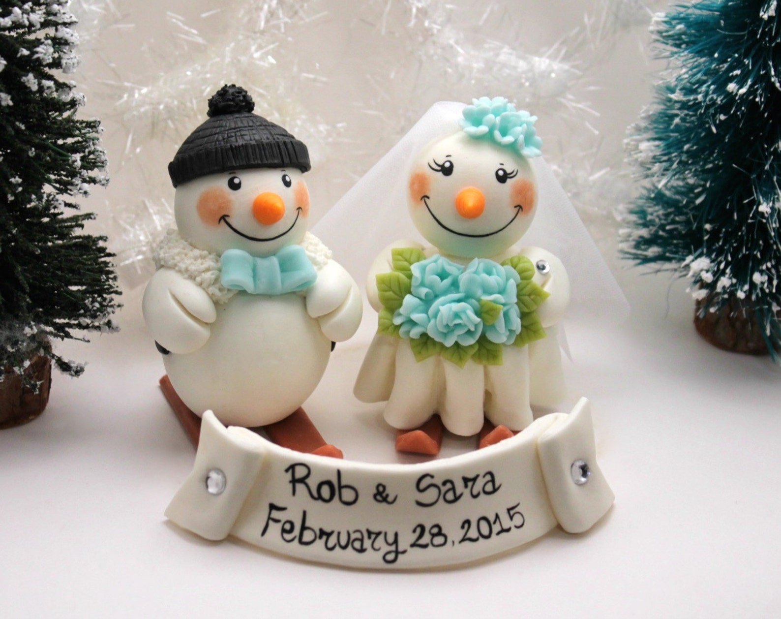 Snowman Custom Cake Topper Wedding Cake Topper Ski Cake | Etsy