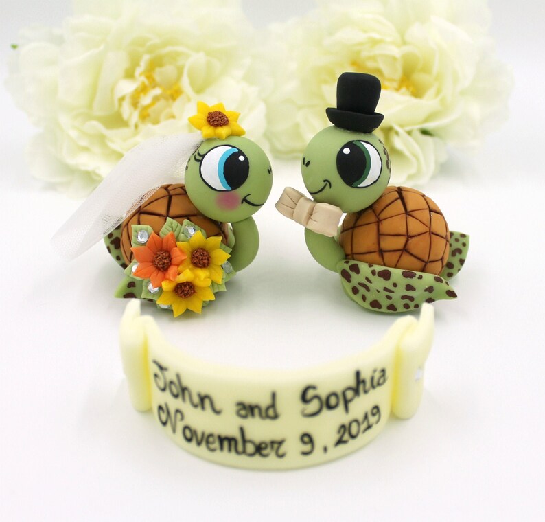 Turtle Cake Topper Wedding Cake Topper Personalized Custom - Etsy