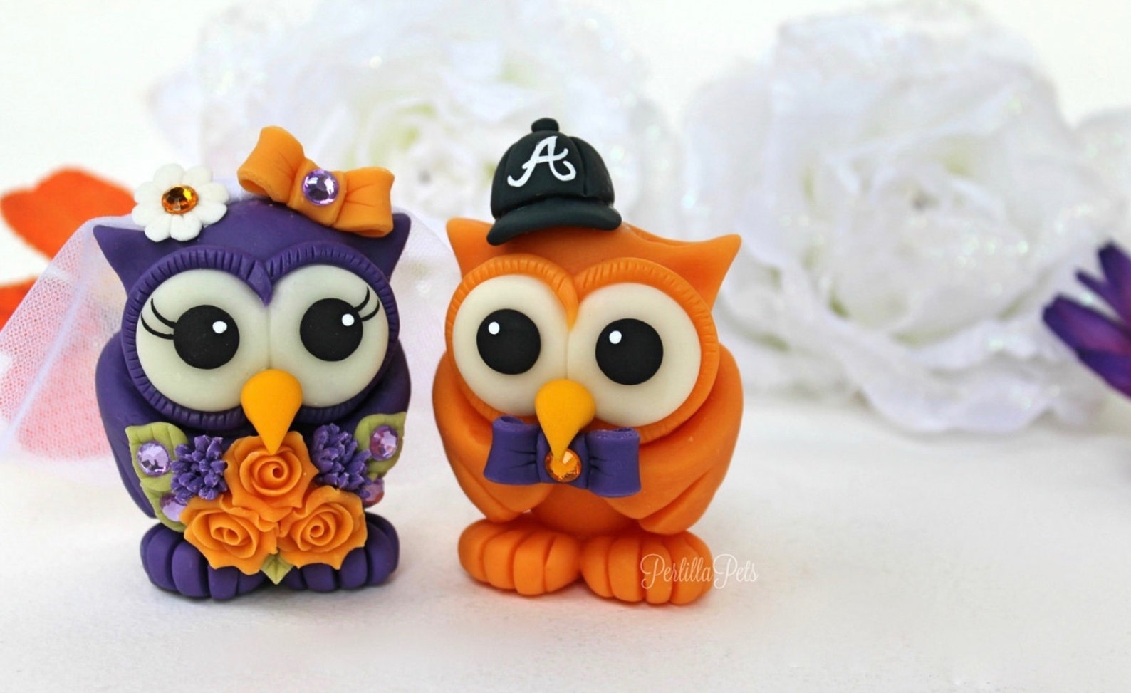 Wedding Cake Topper, Bride and Groom Owl Cake Topper, Custom Hand Made ...