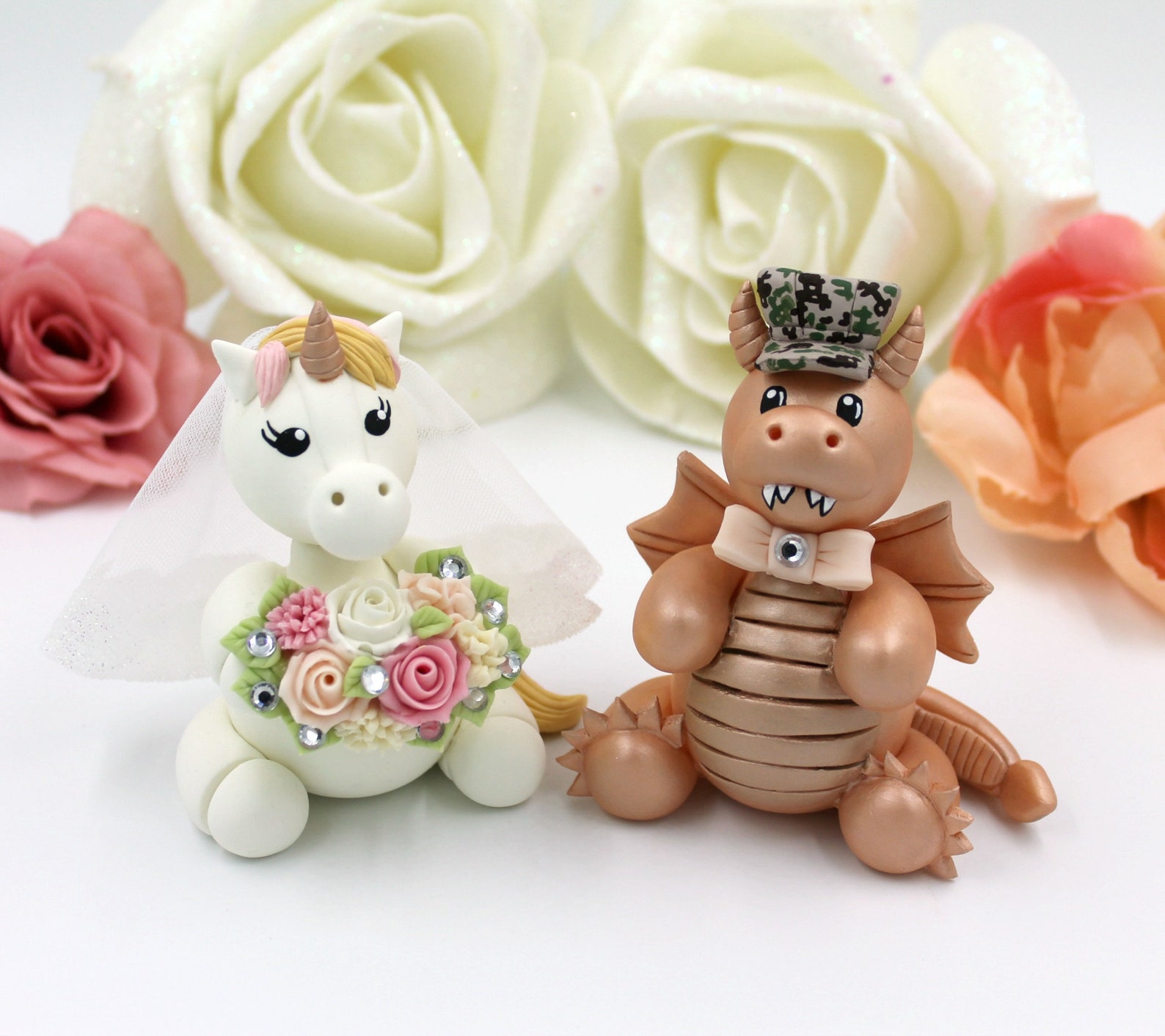 Dragon Wedding Cake Topper, Wedding Cake Topper Figurine Rose Gold ...