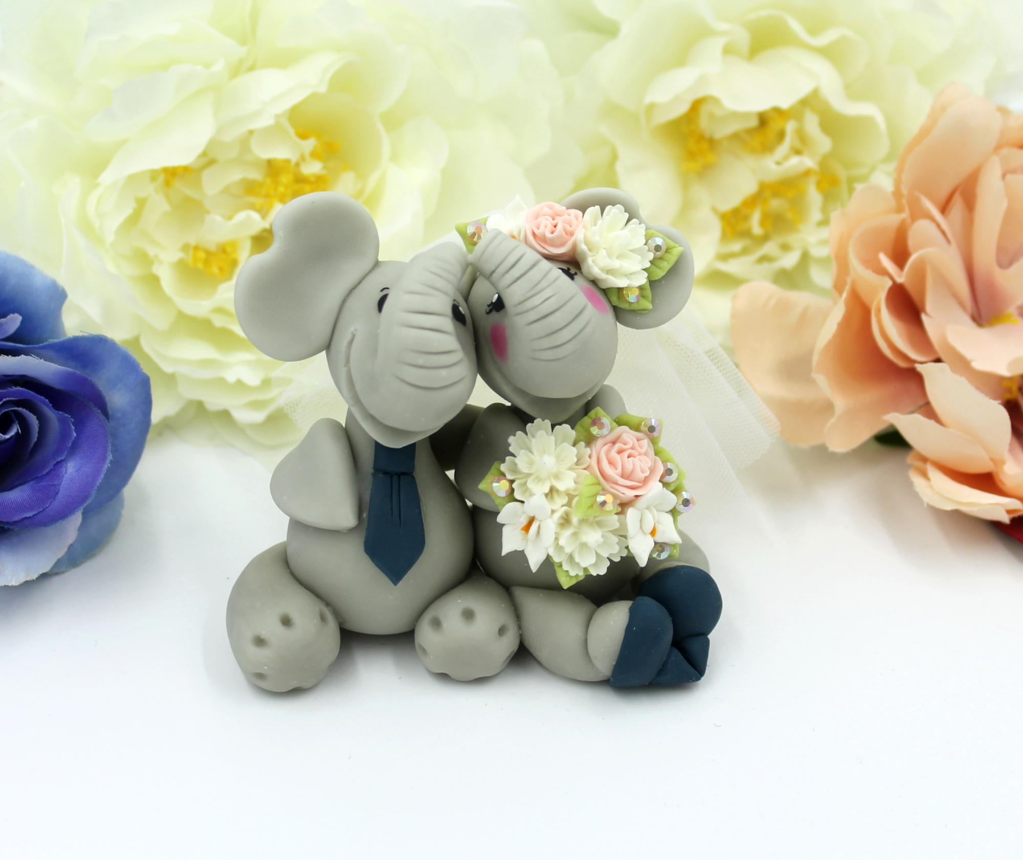 Custom Elephant Wedding Cake Topper, Safari Animal Bride Groom ...