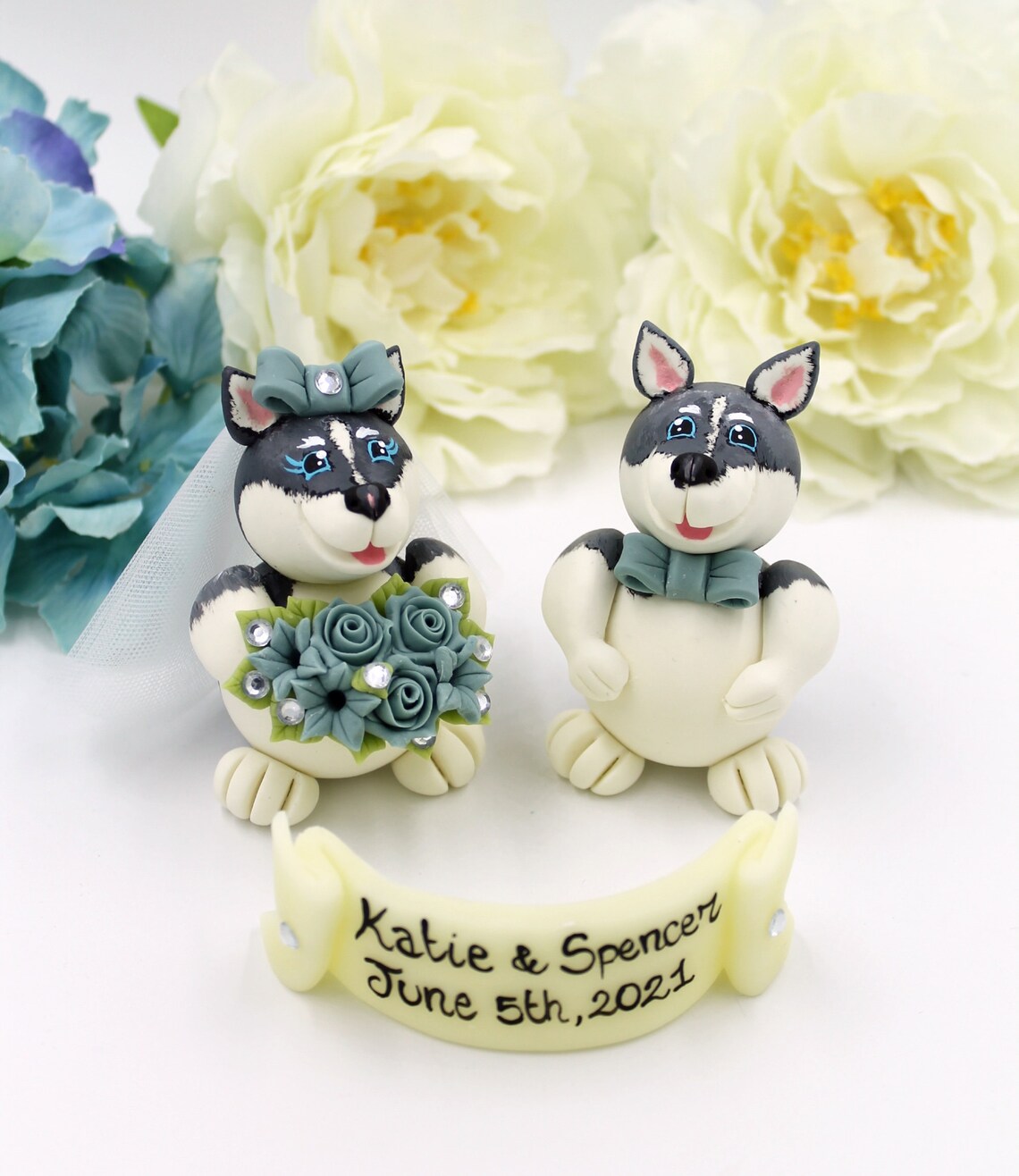 Dog Husky Wedding Cake Topper, Husky Figurine Wedding, Wedding Cake ...