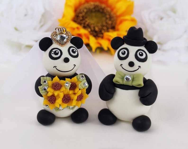 Panda Unique Animal Wedding Cake Topper, Panda Couple, Panda Wedding ...
