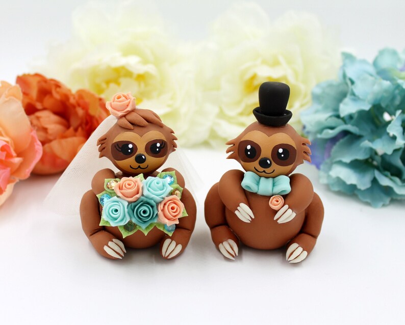Sloth wedding cake topper sloth figurine decoration theme | Etsy