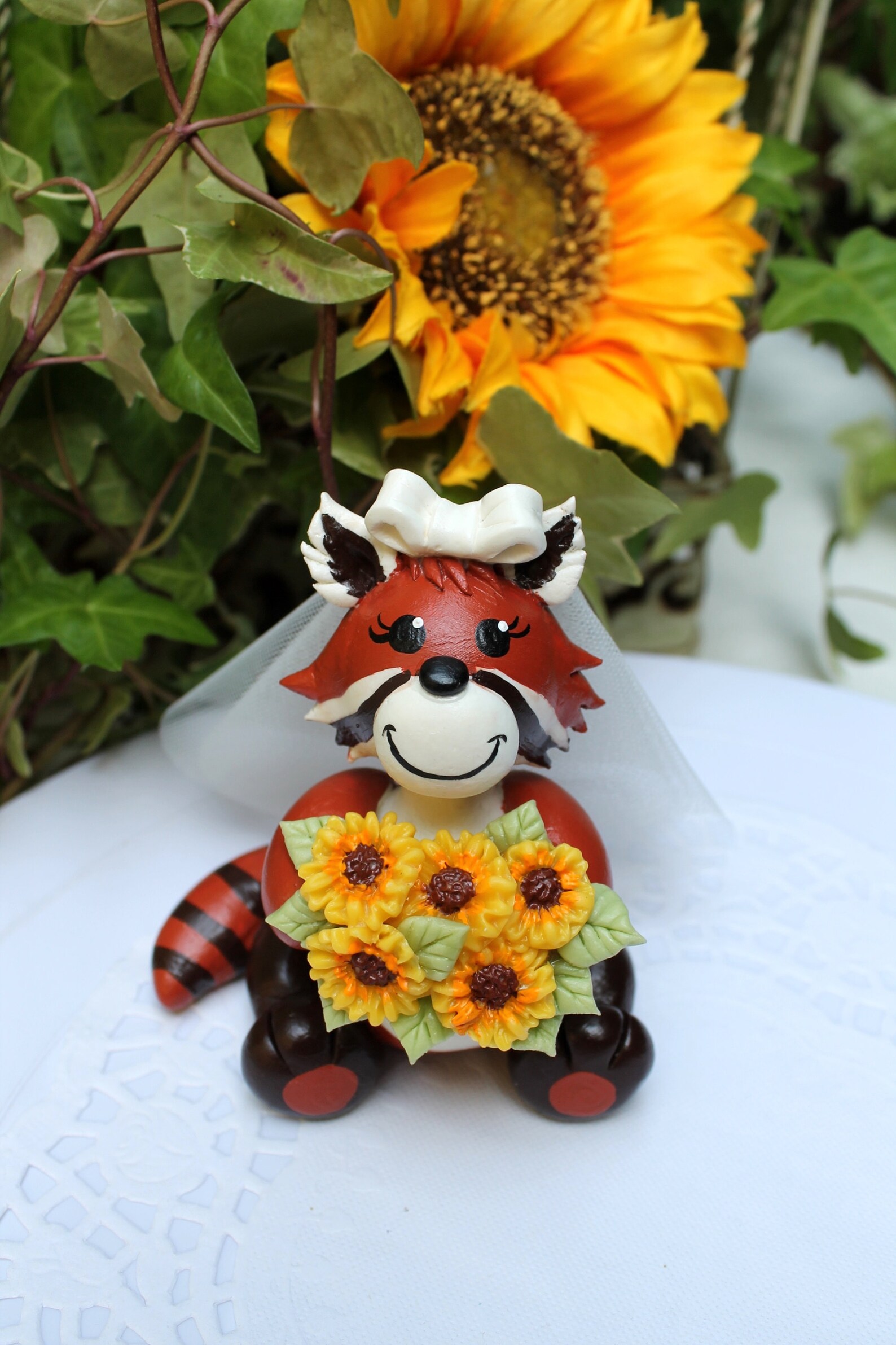 Red Panda Winter Wedding Cake Topper, Custom Hand Made Funny Animal ...