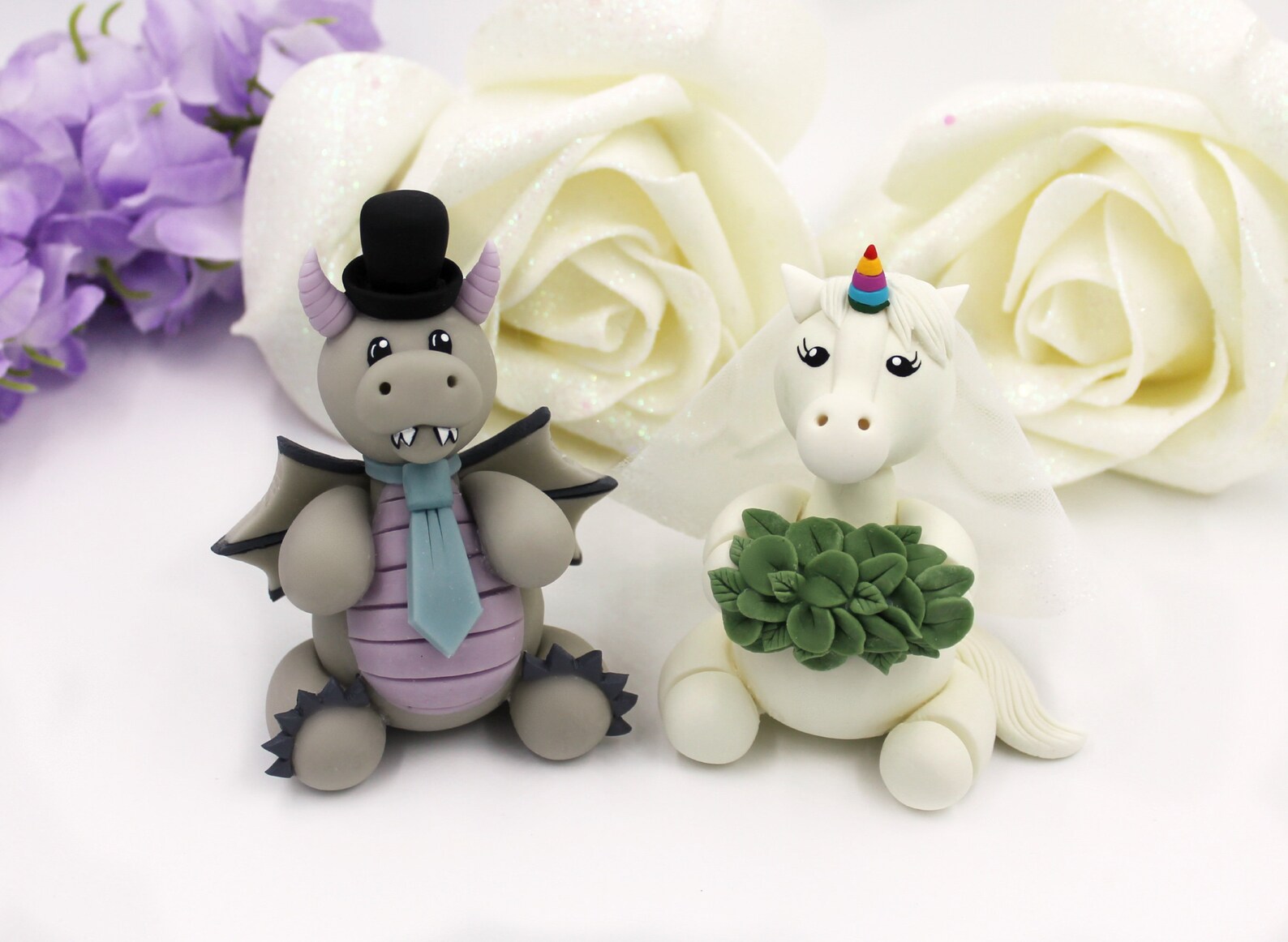 Dragon Wedding Cake Topper, Wedding Cake Topper Figurine Rose Gold ...