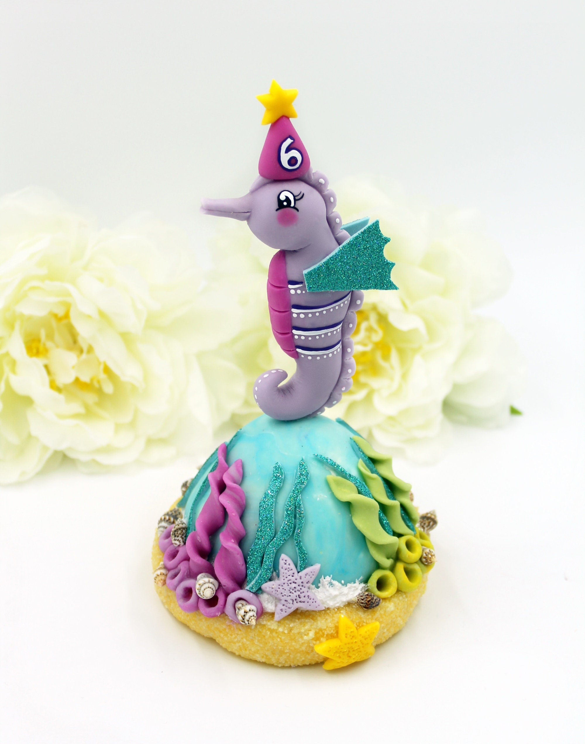 Seahorse Birthday Cake Topper Seahorse Decor Under the Sea | Etsy