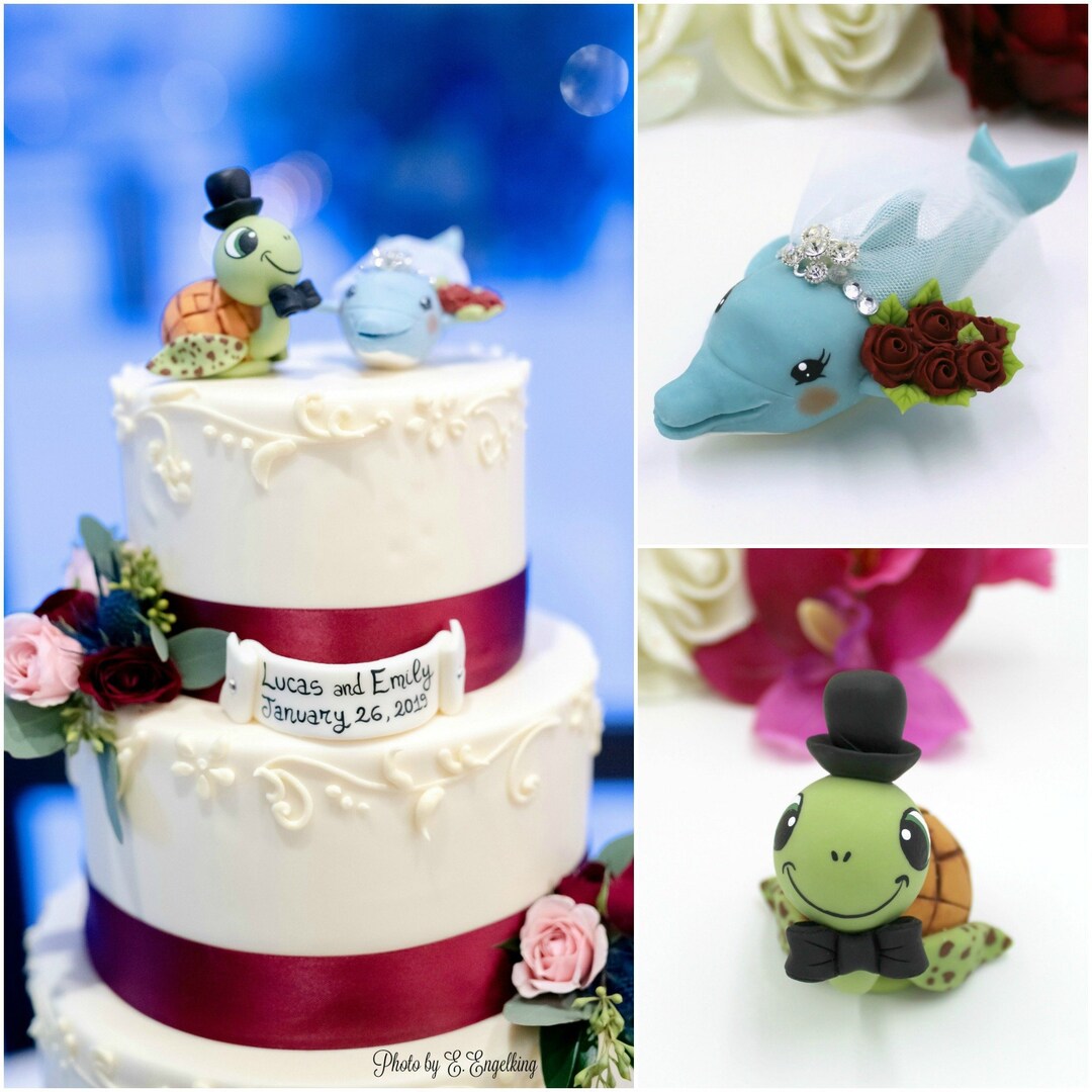 Dolphin Cake Topper, Sea Turtle Cake Topper, Wedding Cake Topper ...