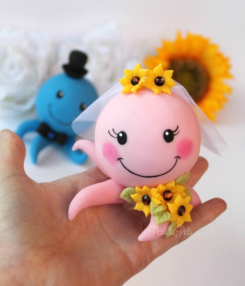 Custom Wedding Cake Topper, Octopus Cake Topper, Personalized Bride and ...