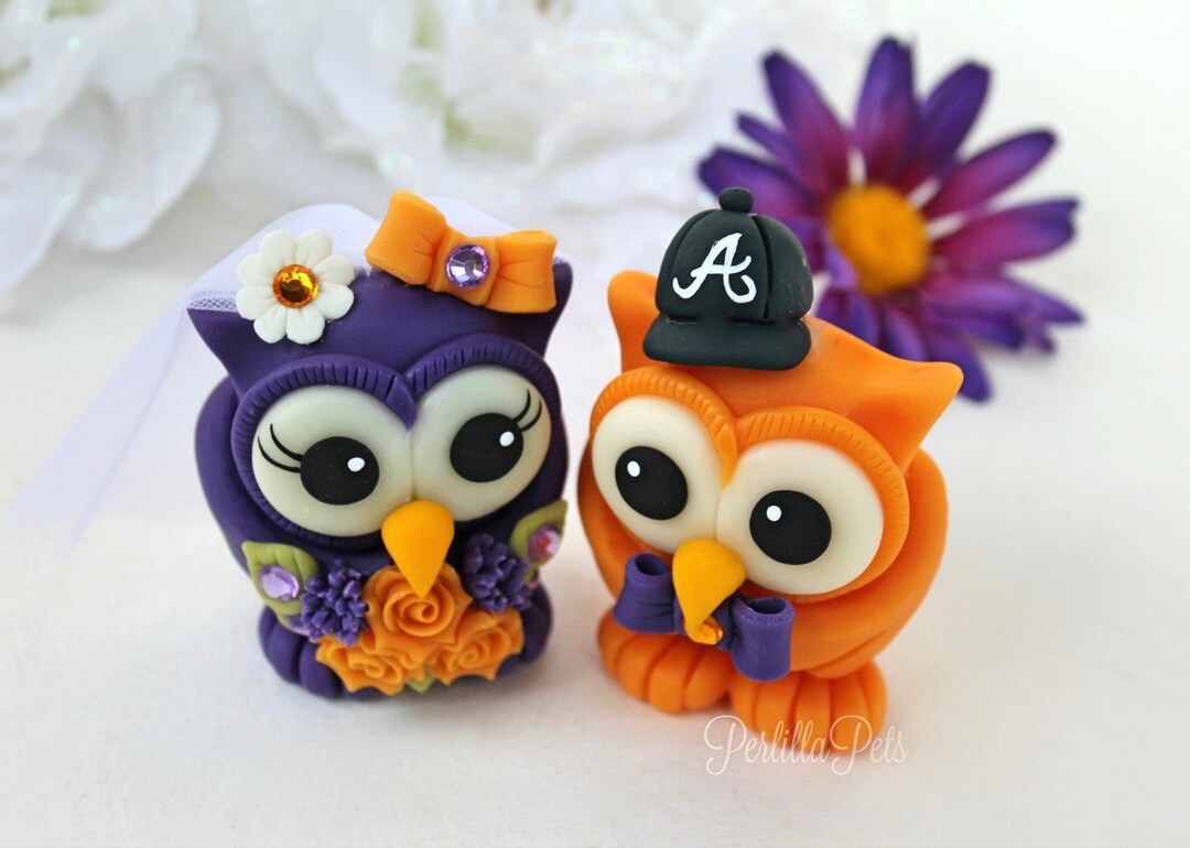 Wedding Cake Topper, Bride and Groom Owl Cake Topper, Custom Hand Made ...