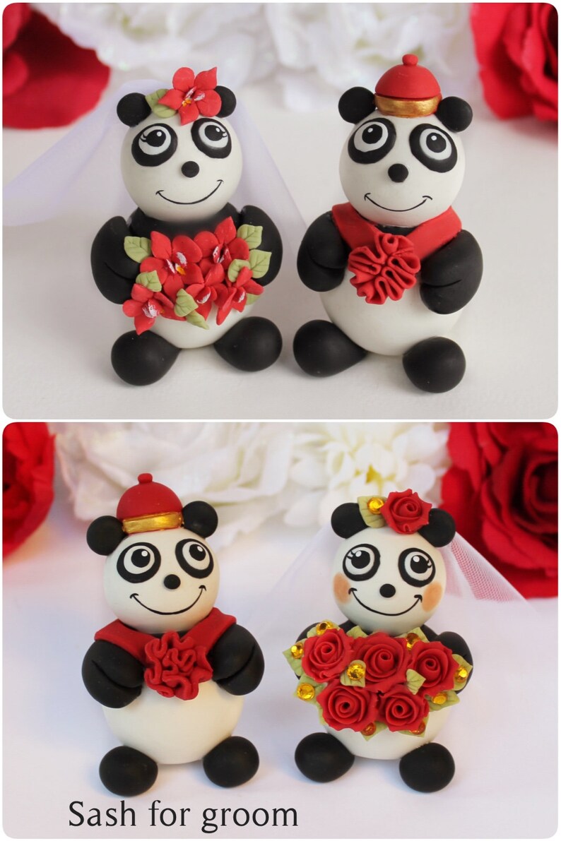 Panda Unique Animal Wedding Cake Topper, Panda Couple, Panda Wedding ...