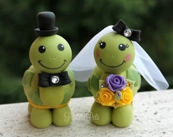 Sea Turtle-bride-groom-mr and Mrs-wedding-cake Topper-beach-destination ...