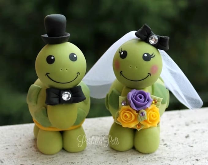 Sea Turtle-bride-groom-mr and Mrs-wedding-cake Topper-beach-destination ...