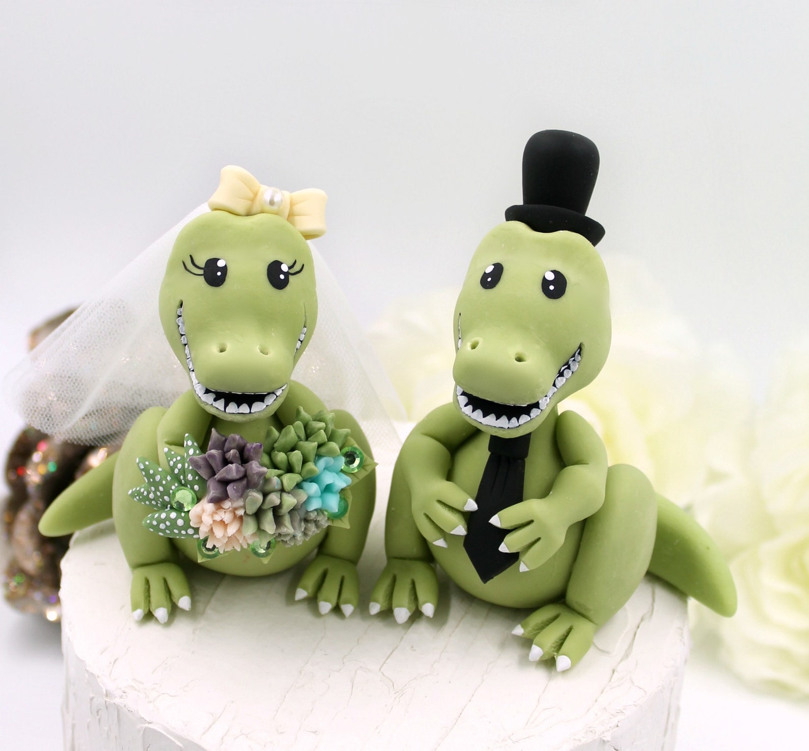 T-rex Wedding Cake Topper Dinosaur Animal Unique Bride and | Etsy