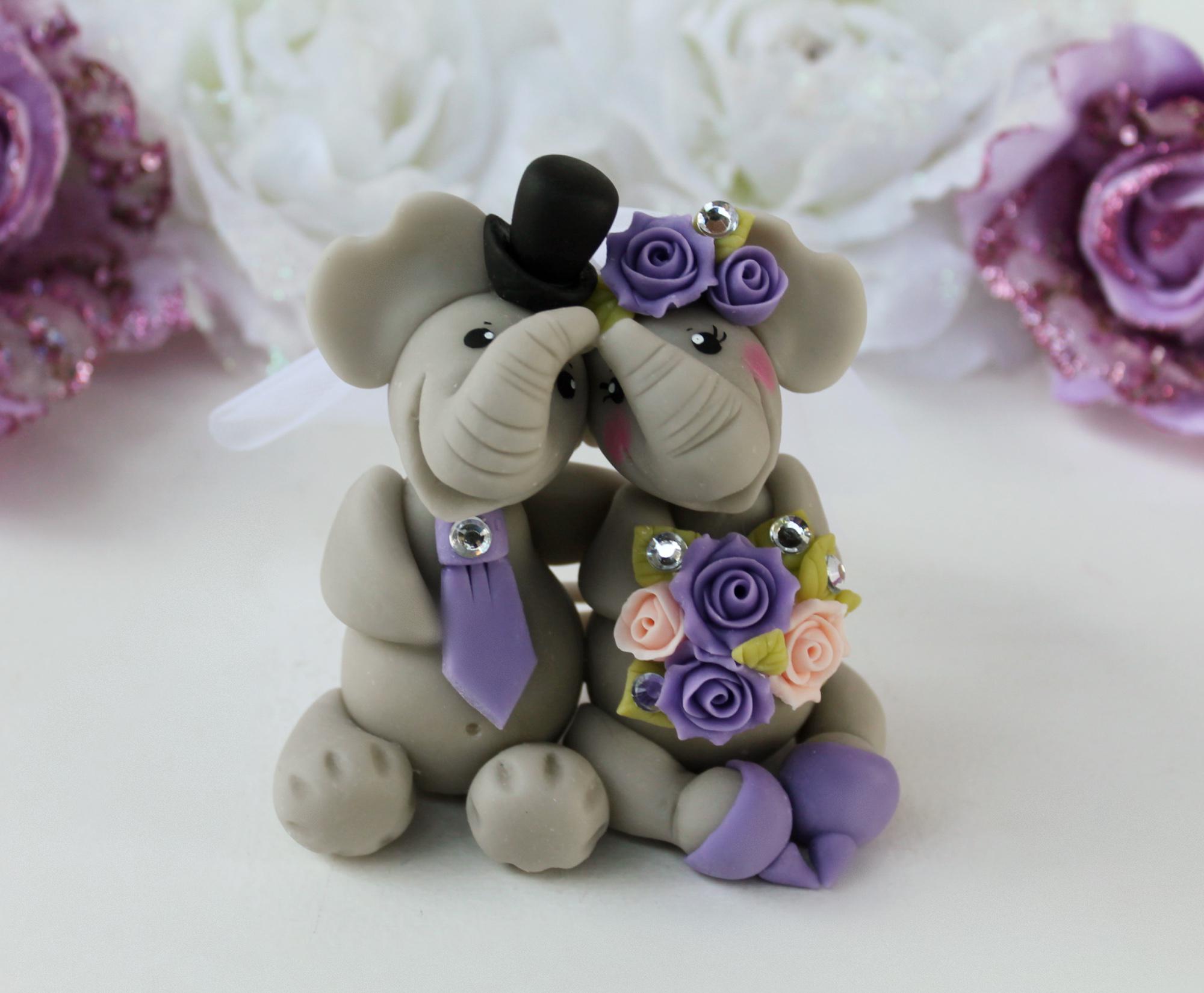 Custom Elephant Wedding Cake Topper, Safari Animal Bride Groom ...
