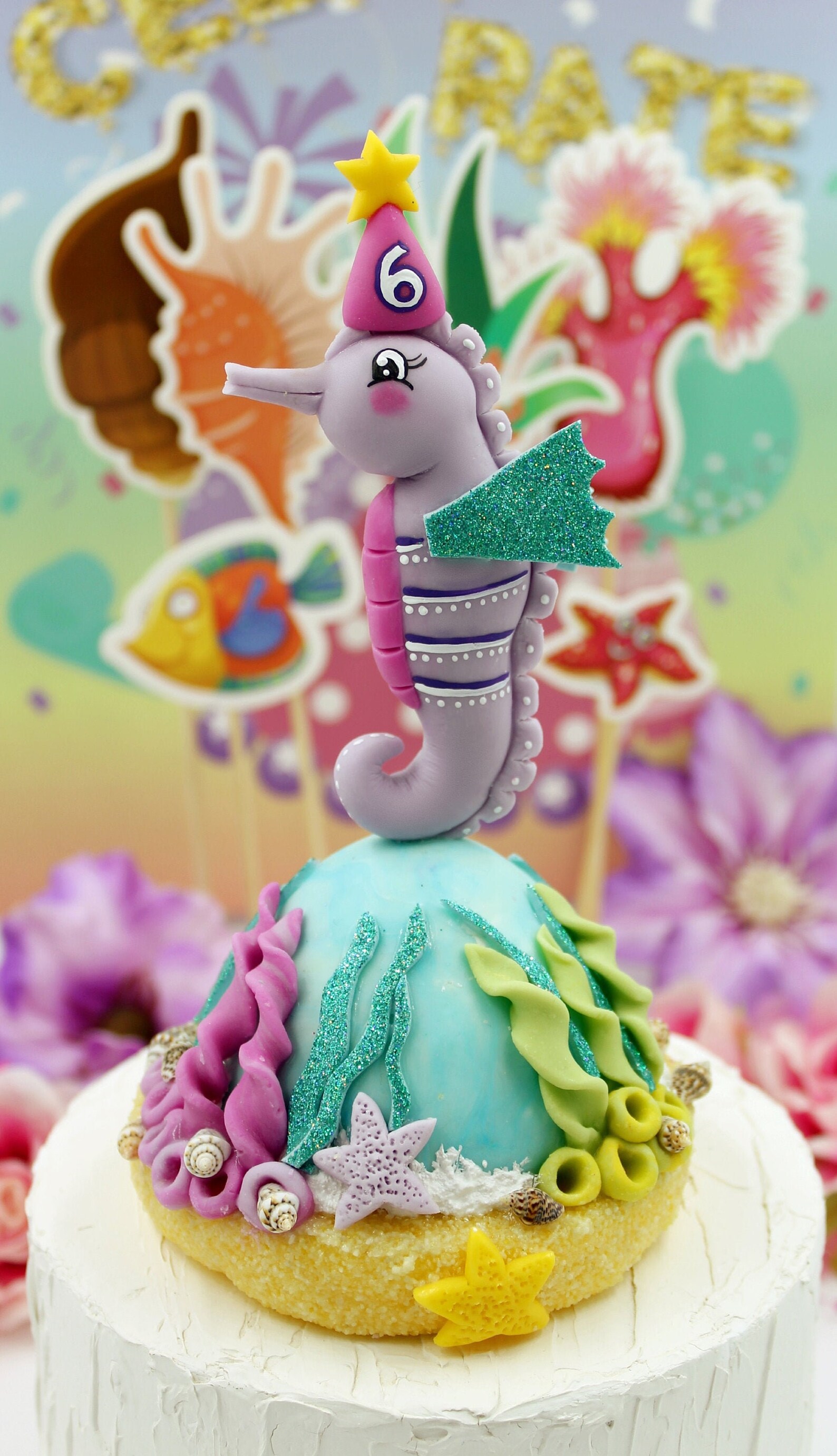 Seahorse Birthday Cake Topper Seahorse Decor Under the Sea - Etsy