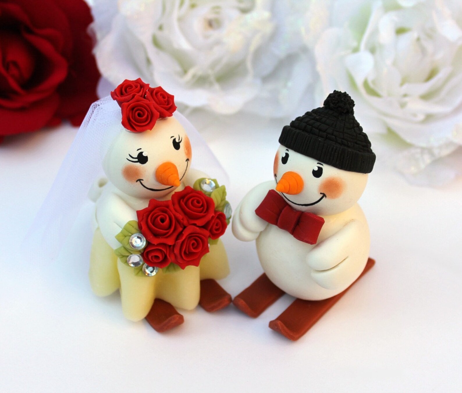 Snowman Custom Cake Topper Wedding Cake Topper Ski Cake | Etsy