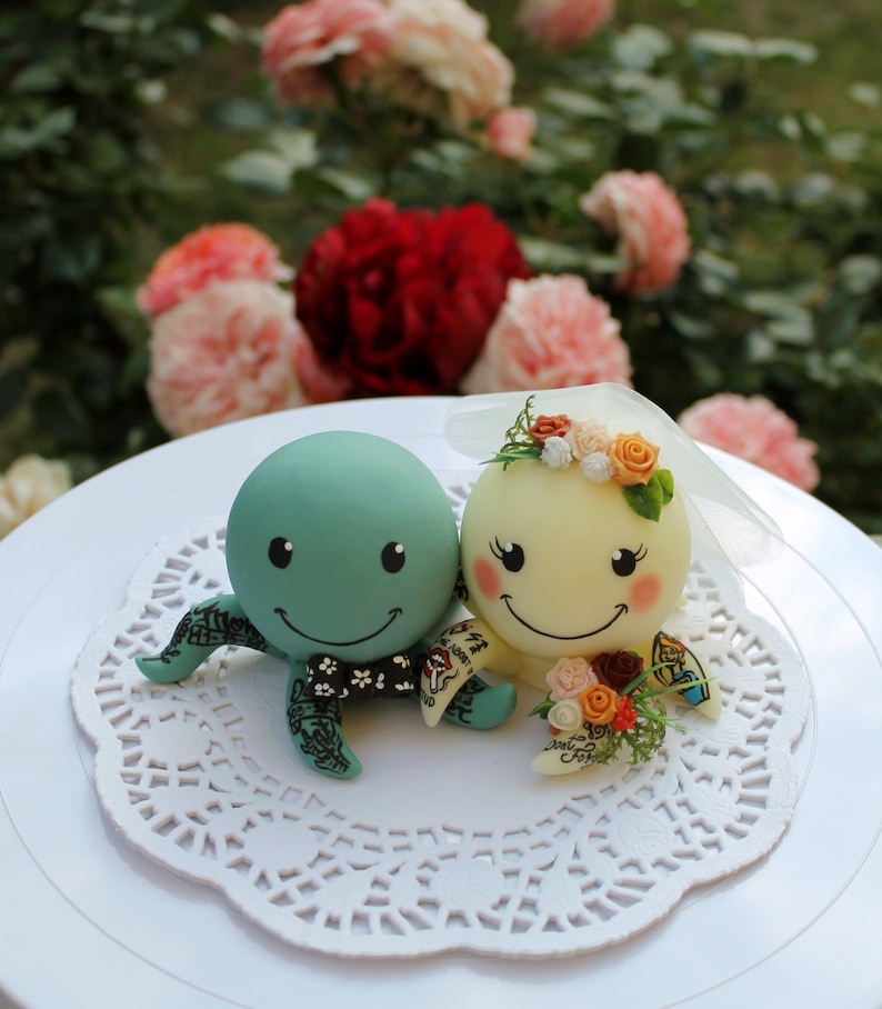 Funny Tattoo Octopus Wedding Cake Topper for Inked Brides and Grooms ...