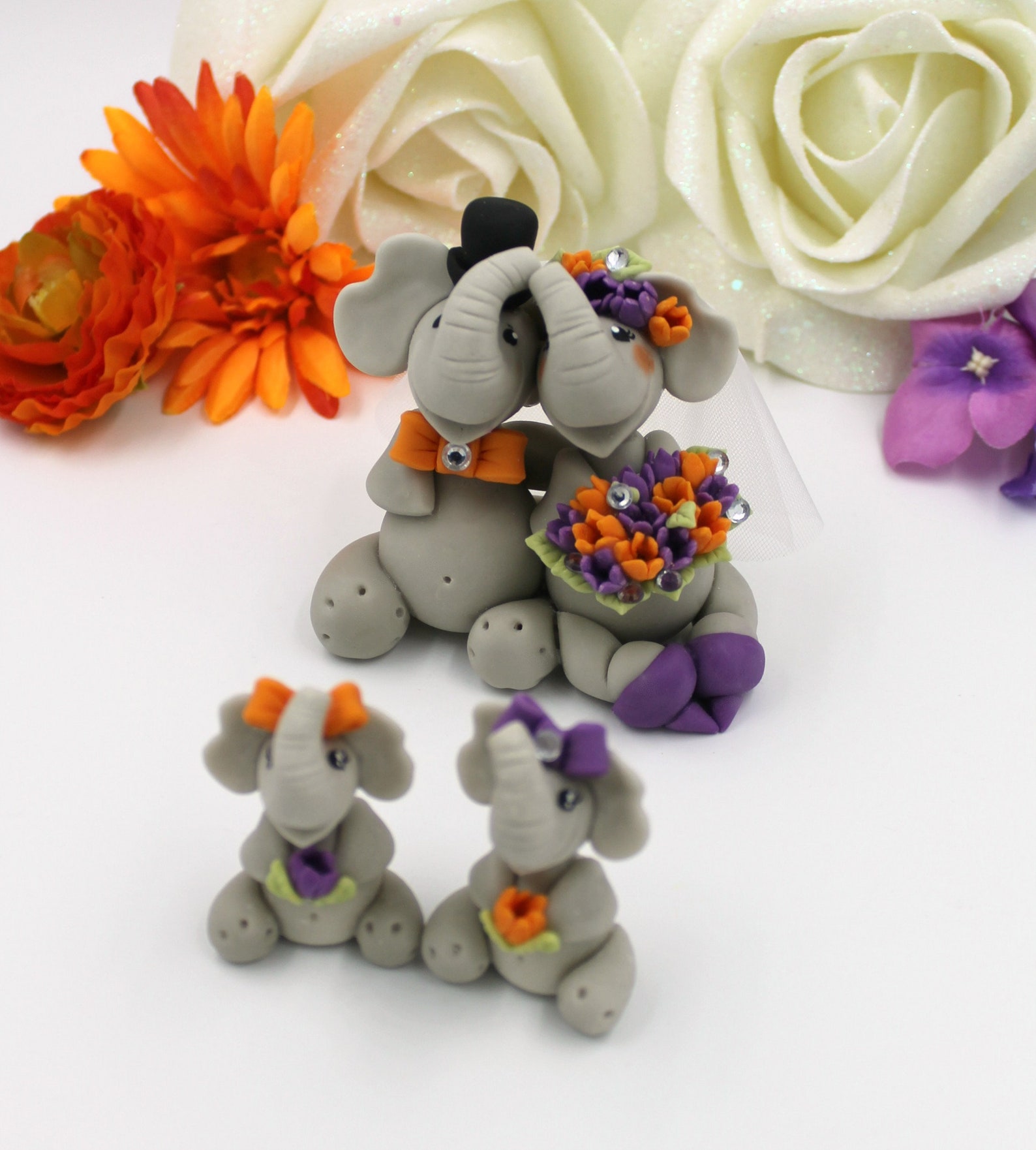 Elephant Wedding Safari Cake Topper Custom Animal Bride and - Etsy