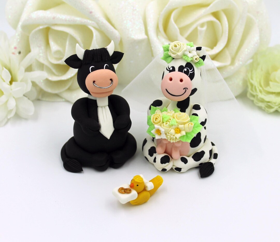 Bull Groom and Cow Bride Funny Wedding Cake Topper, Personalized ...