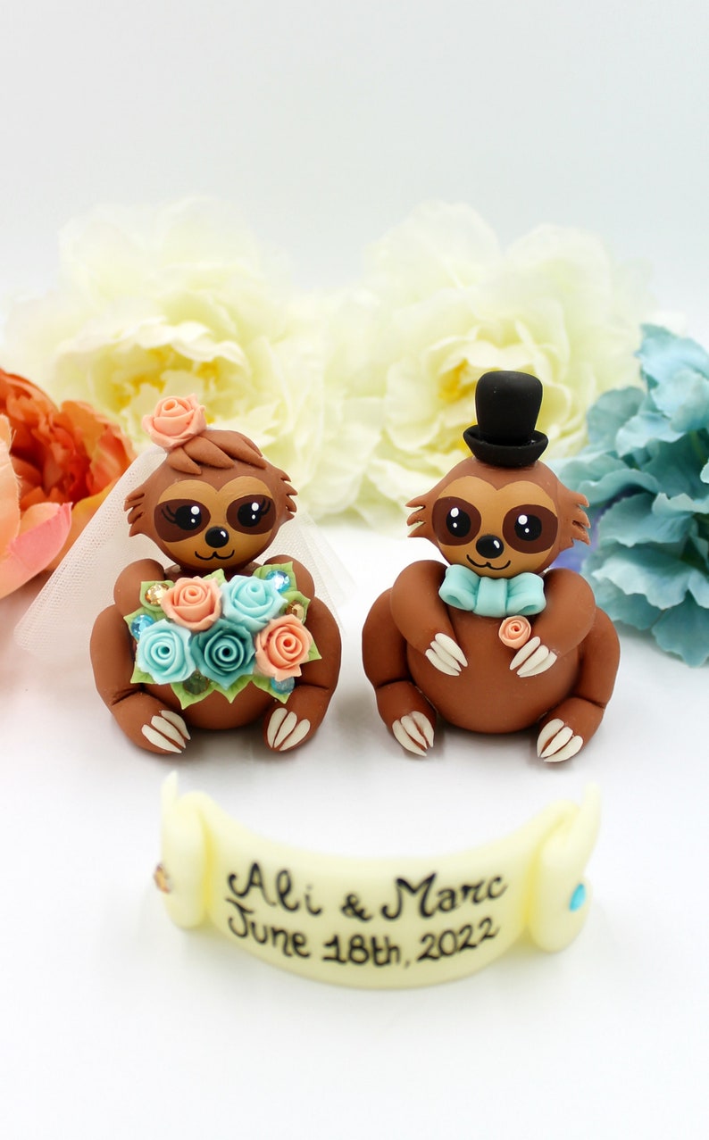 Sloth wedding cake topper sloth figurine decoration theme | Etsy