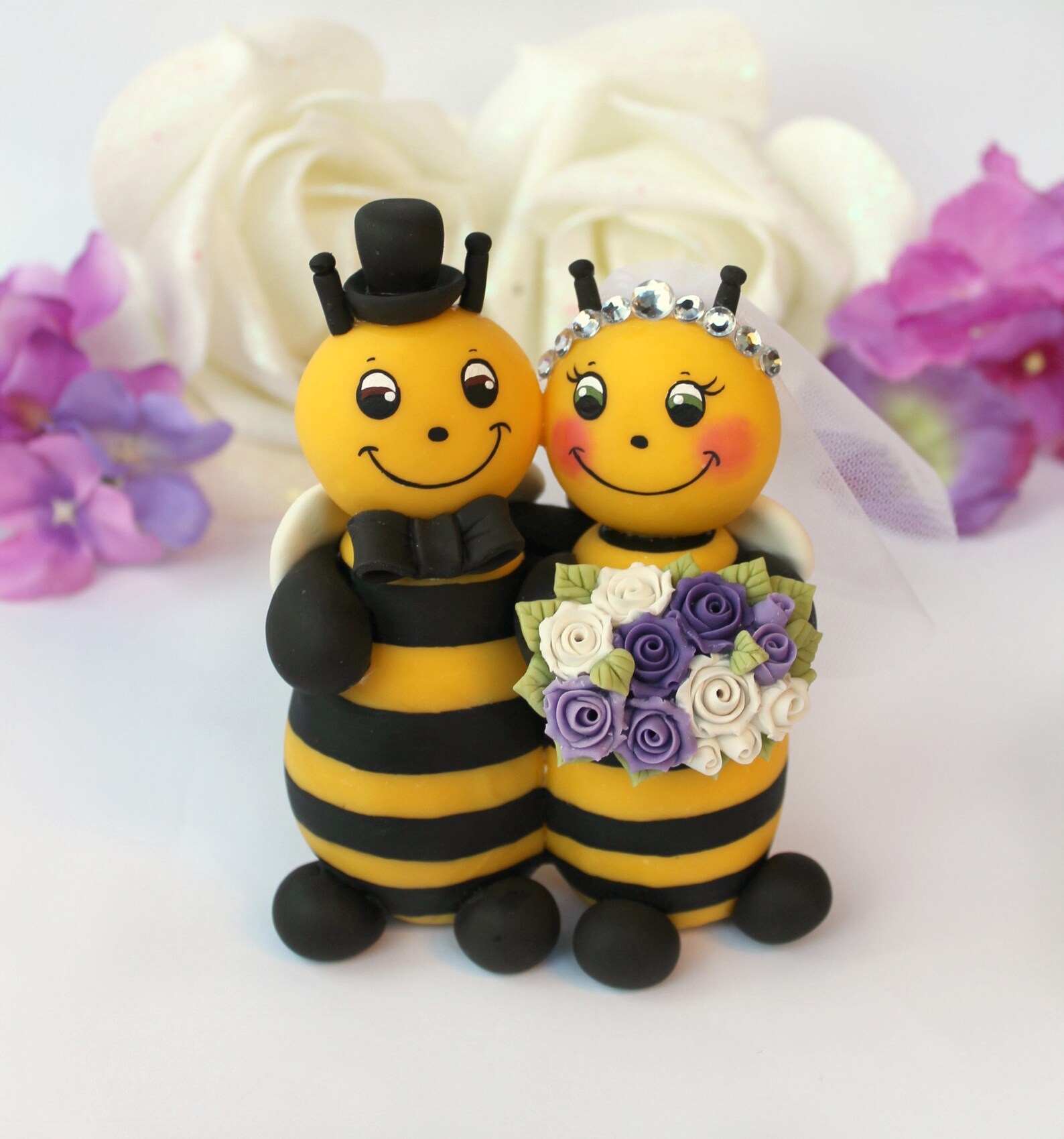 Wedding Bee Cake Topper Bumble Bee Cake Topper Hugging Bride | Etsy