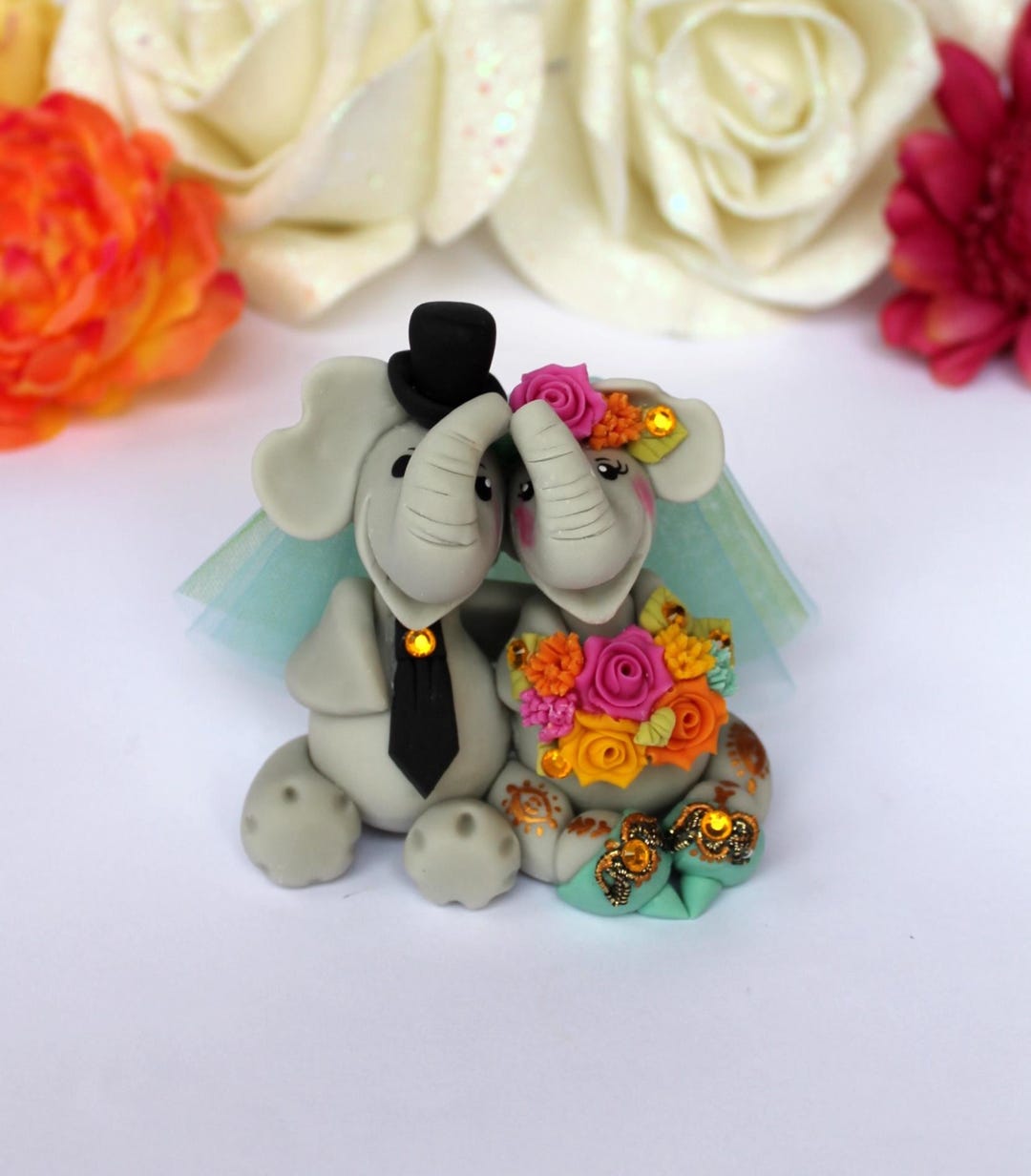 Elephant Indian Wedding Cake Topper, Personalized Hindu Traditional ...