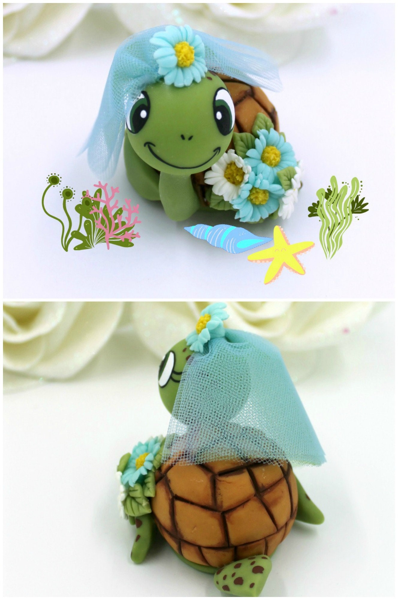 Wedding Cake Topper Shark and Sea Turtle Cake Topper Cute | Etsy