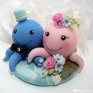 Octopus in Love Cake Topper With Sea Base and Banner - Etsy