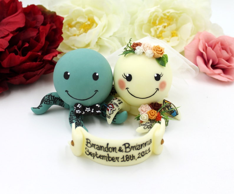 Funny Tattoo Octopus Wedding Cake Topper for Inked Brides and Grooms ...