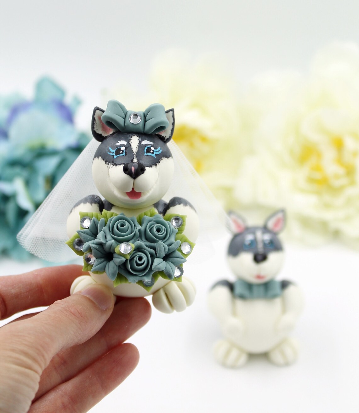 Dog Husky Wedding Cake Topper, Husky Figurine Wedding, Wedding Cake ...