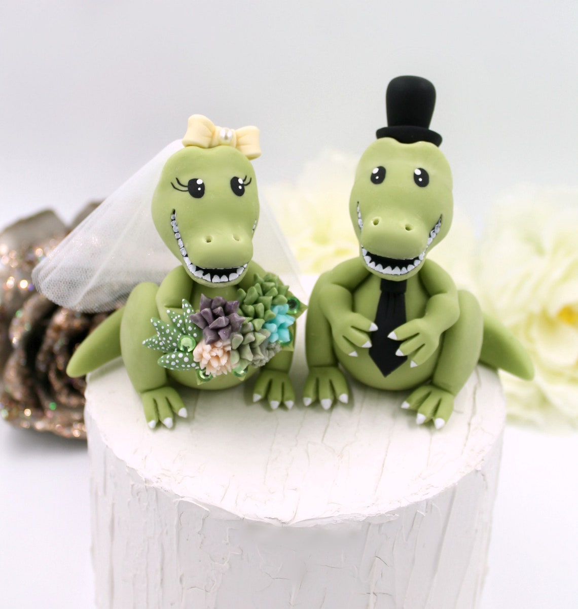 T-rex Wedding Cake Topper Dinosaur Animal Unique Bride and | Etsy