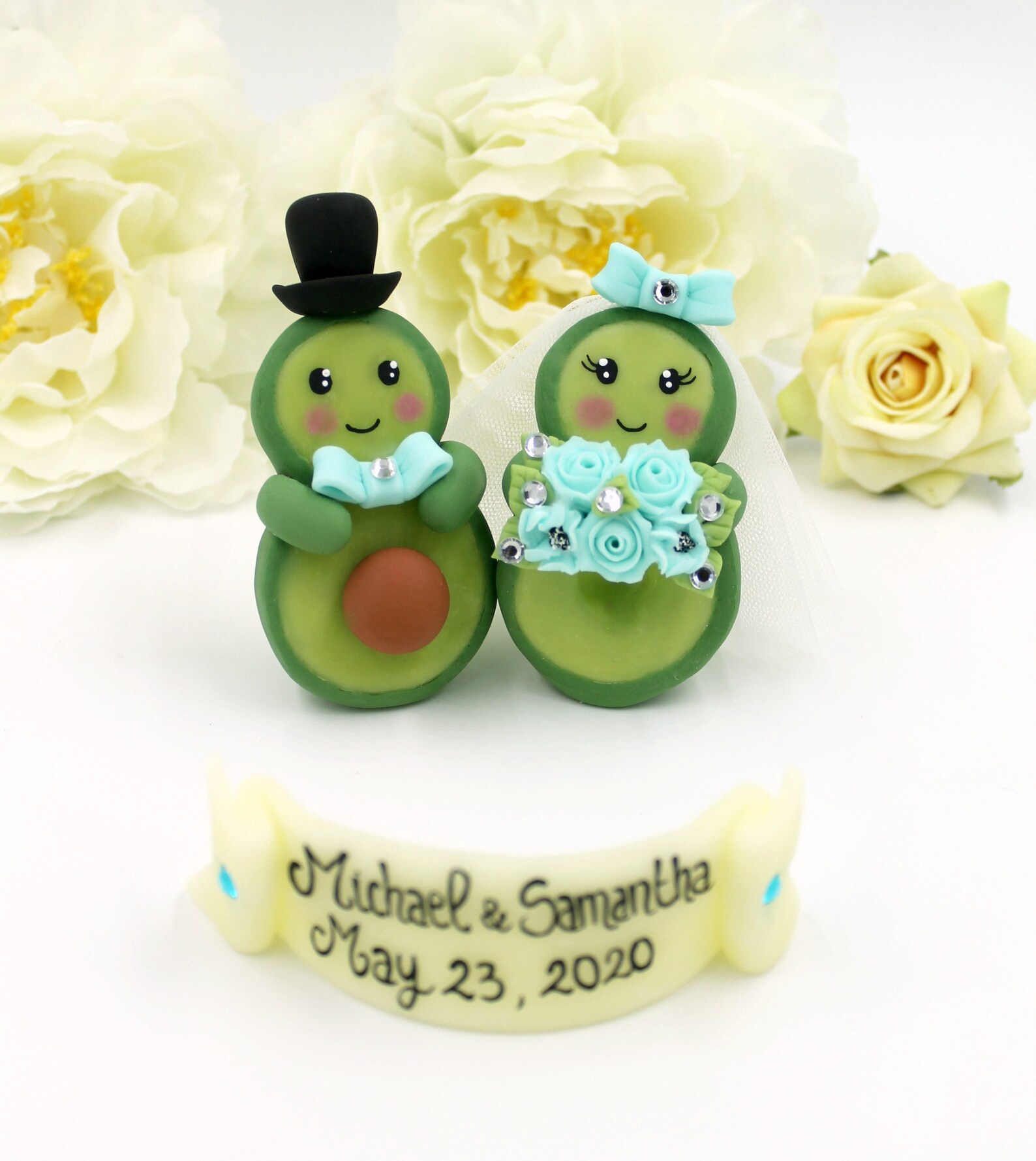 Avocado Wedding Cake Topper Rustic Vegan Vegetarian Cute | Etsy