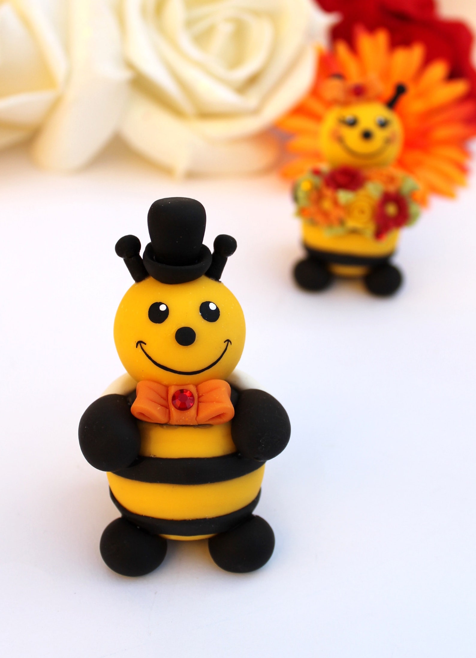 Bee Wedding Cake Topper, Personalized Bee Bride and Groom, Funny Cute ...