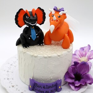 Dinosaur Cake Topper Wedding, Dino Cake Topper, Whimsical Nerd Geek ...