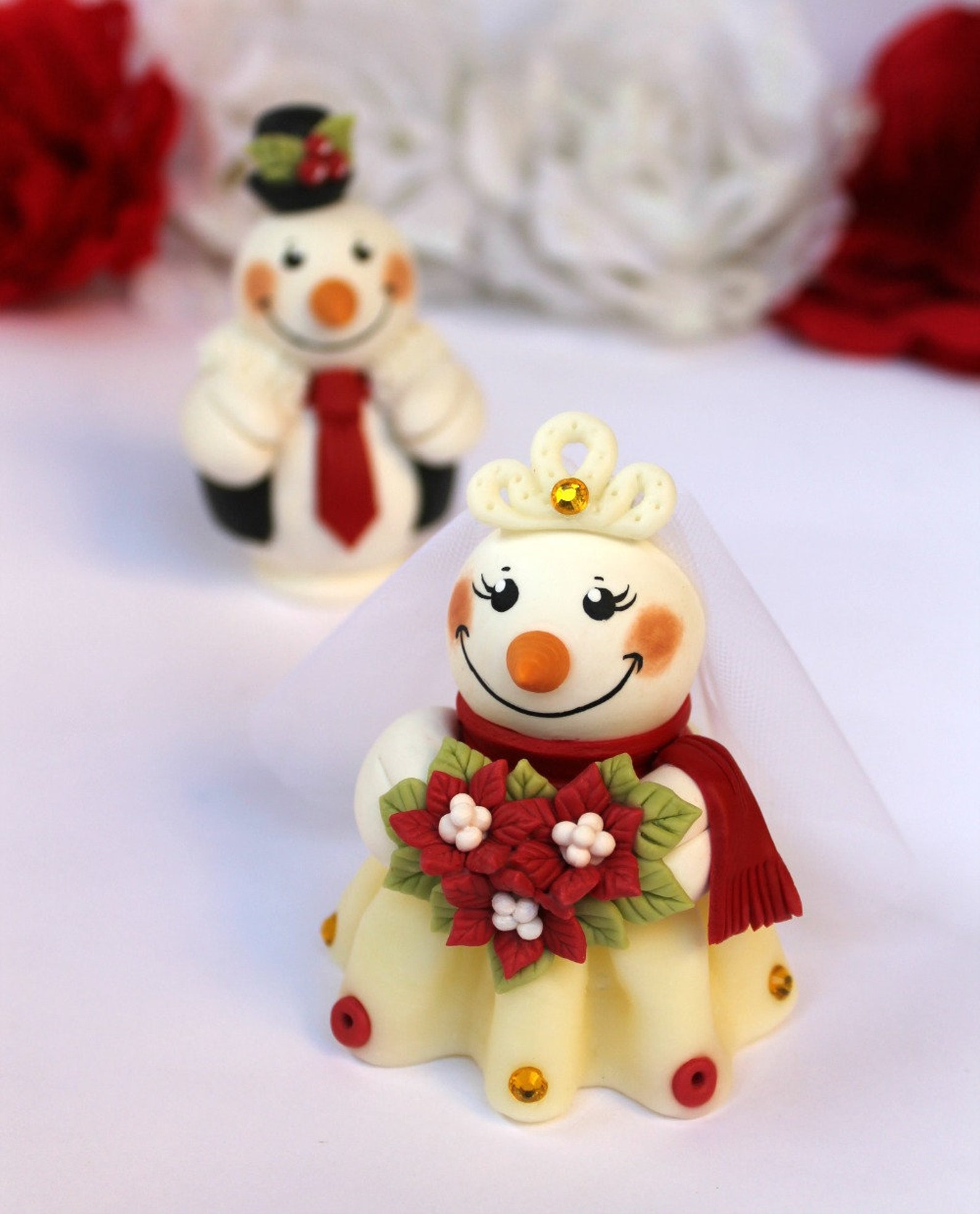Wedding custom snowman cake topper winter wedding Christmas | Etsy