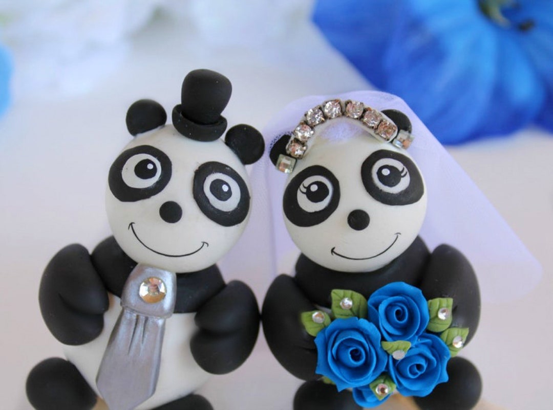 Panda Unique Animal Wedding Cake Topper, Panda Couple, Panda Wedding ...