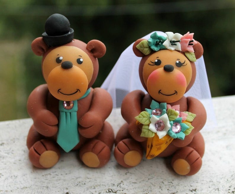 Monkey Wedding Cake Topper, Custom Animal Jungle Safari Rustic Funny Unique Wedding Cake Topper ...