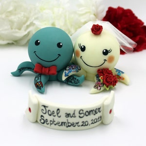Octopus Wedding Cake Topper Figurines, Tattooed Rockabilly Alternative ...