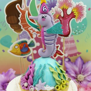 Seahorse Birthday Cake Topper, Seahorse Decor, Under the Sea Theme ...