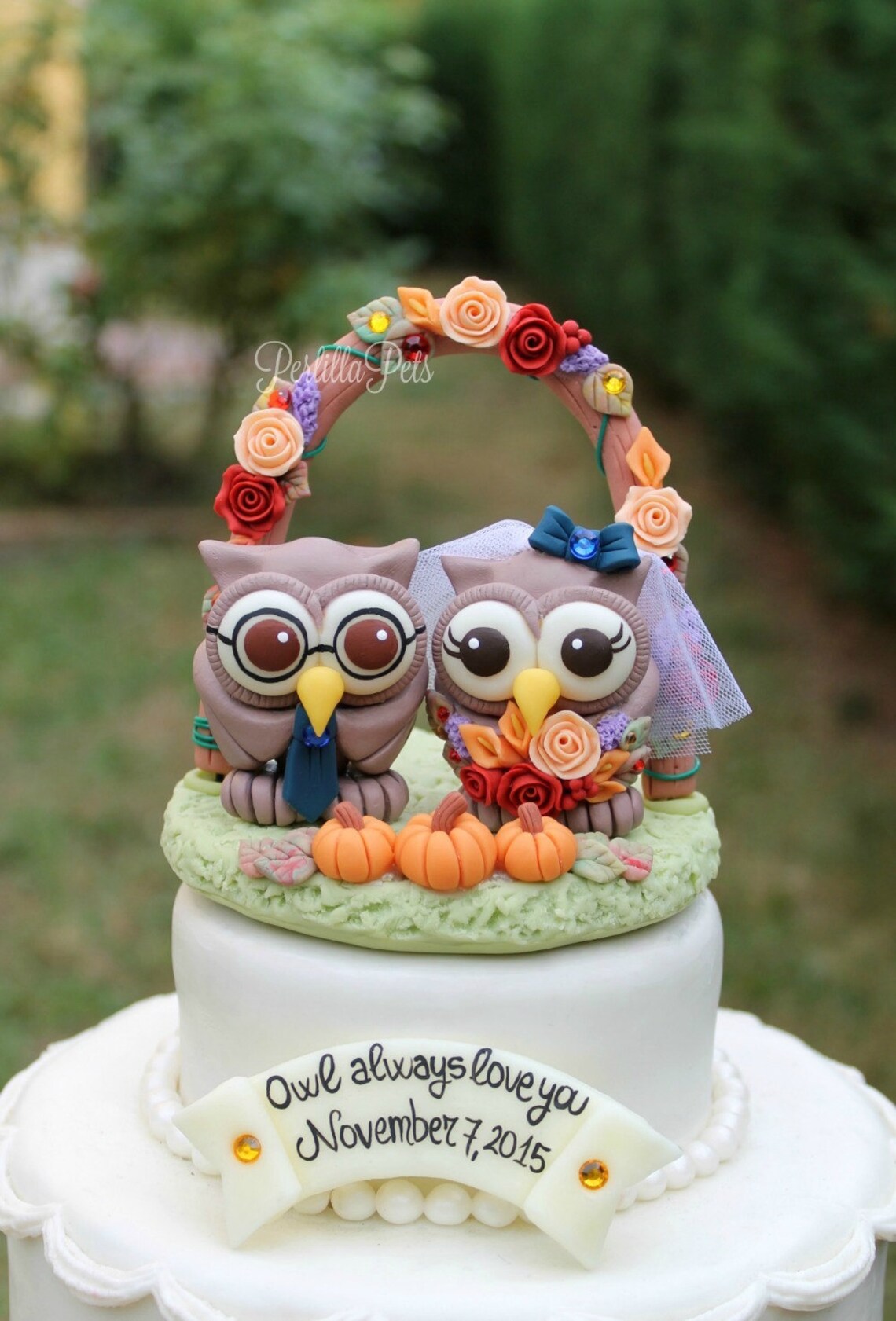 Custom wedding cake topper owl cake topper love bird cake | Etsy