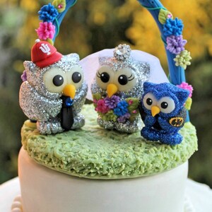 Owl Wedding Cake Topper With Children, Love Bird Cake Topper With Baby ...