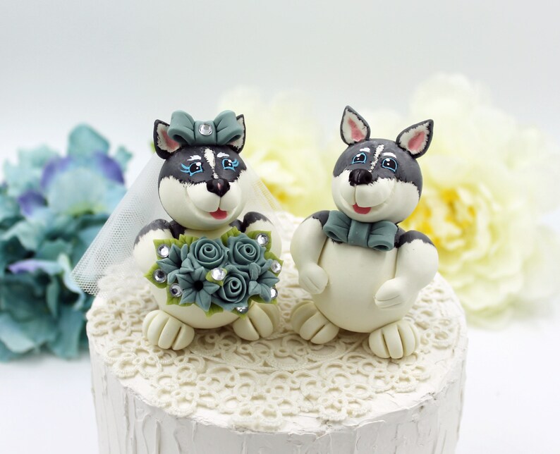 Dog Husky Wedding Cake Topper, Husky Figurine Wedding, Wedding Cake ...