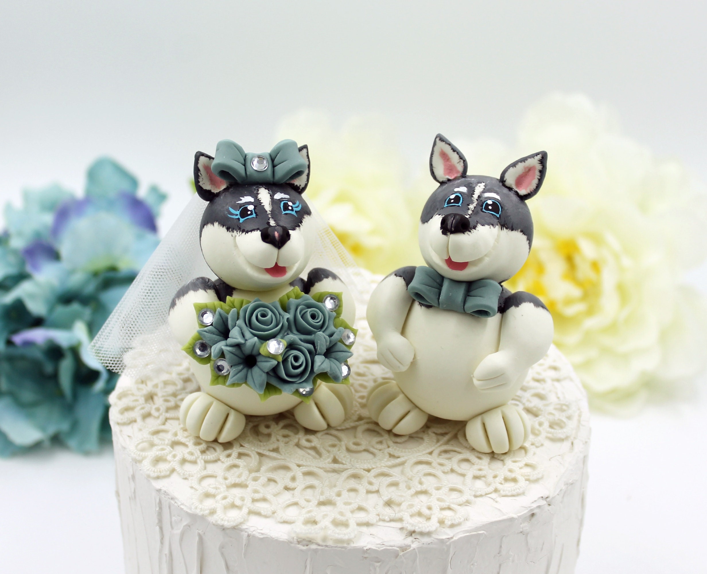 Dog Husky Wedding Cake Topper, Husky Figurine Wedding, Wedding Cake ...
