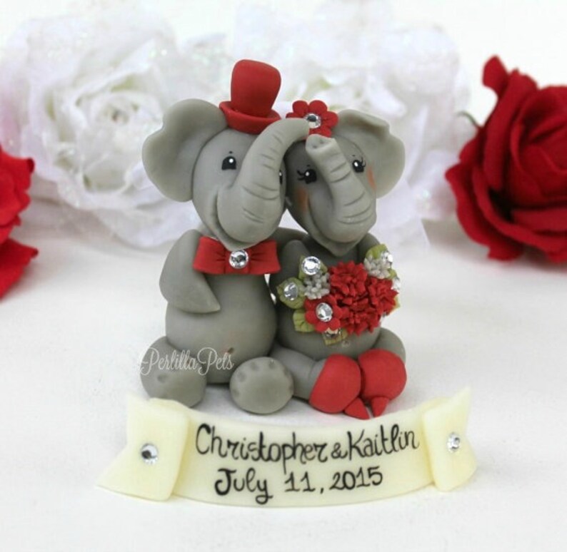 Custom Elephant Wedding Cake Topper Elephants in Love Bride - Etsy