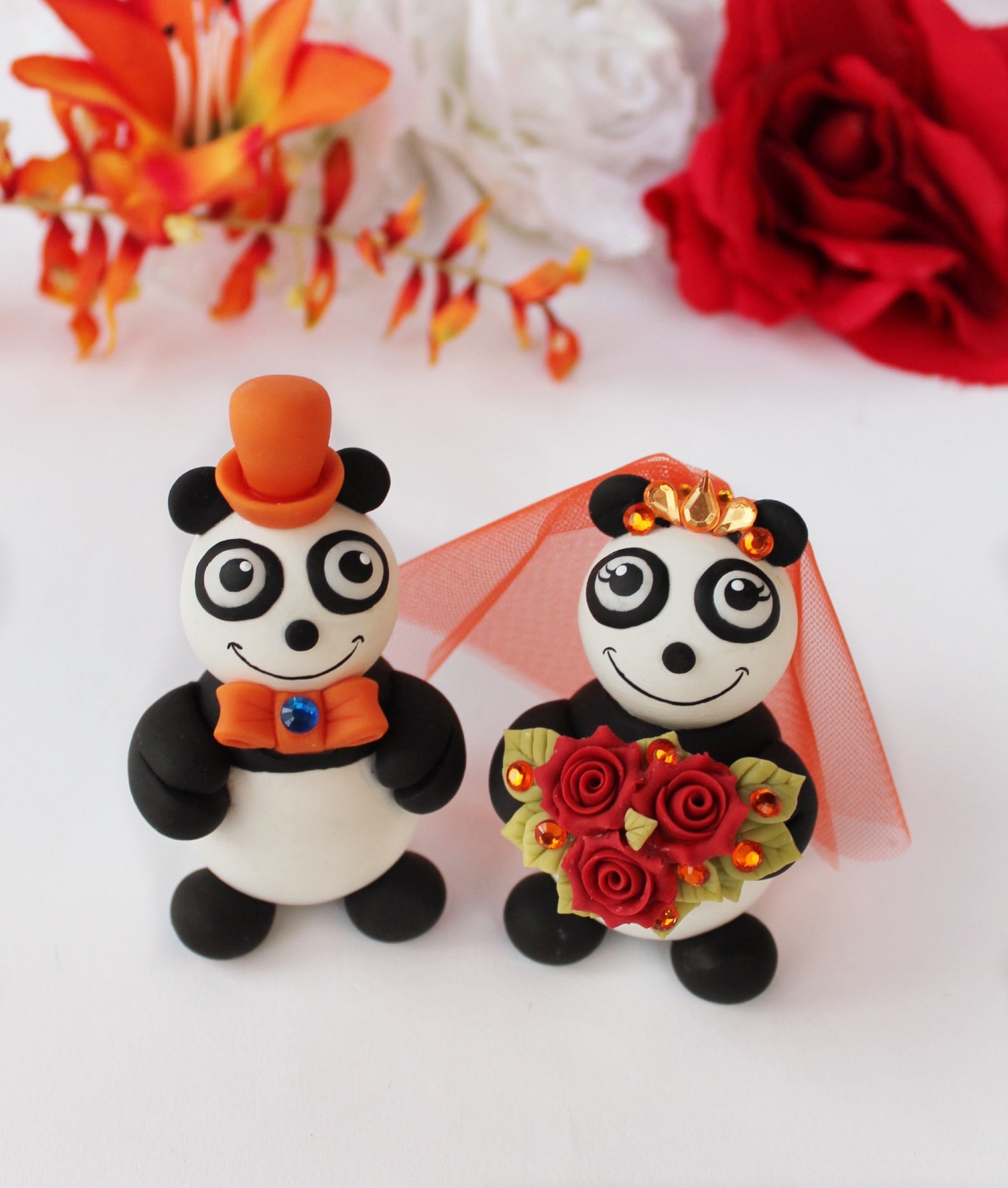 Panda Unique Animal Wedding Cake Topper, Panda Couple, Panda Wedding ...