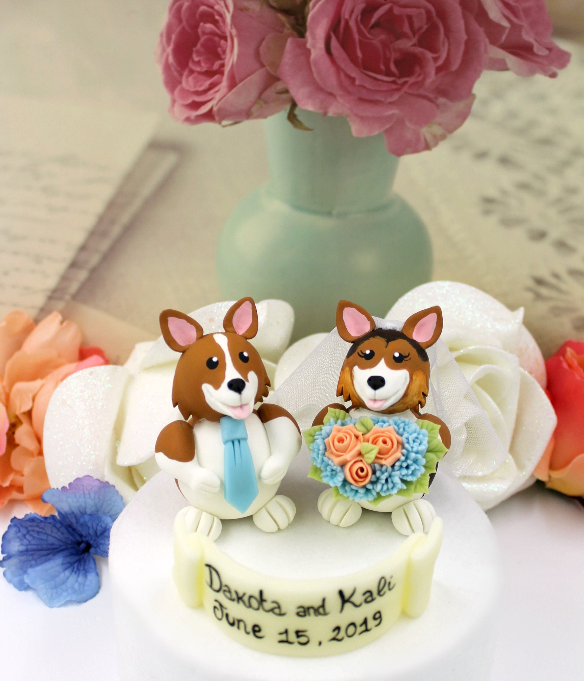 Wedding Cake Topper With Dog Corgi Wedding Topper Unique Pet | Etsy